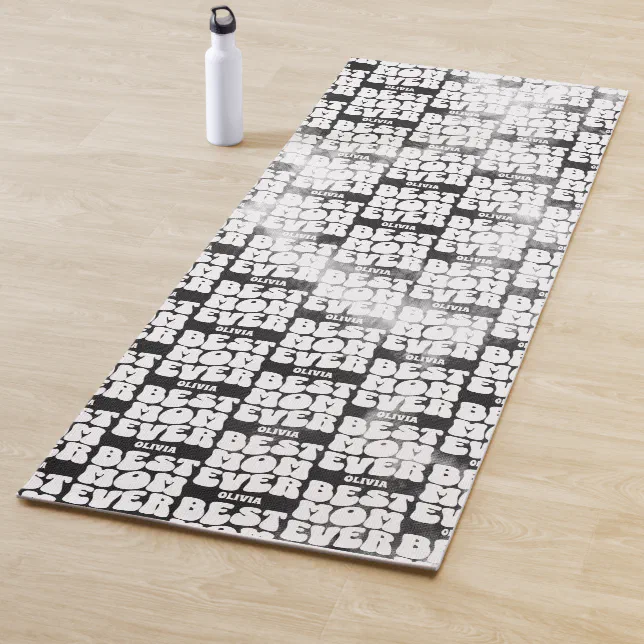 Personalized Best Mom Ever Black Tie Dye Yoga Mat | Zazzle