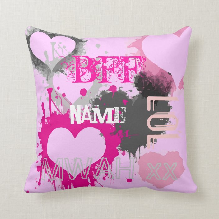 Personalized BFF best friends forever pink Throw Pillow | Zazzle.com