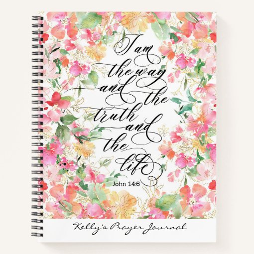Personalized Bible Verse Floral Prayer Journal | Zazzle
