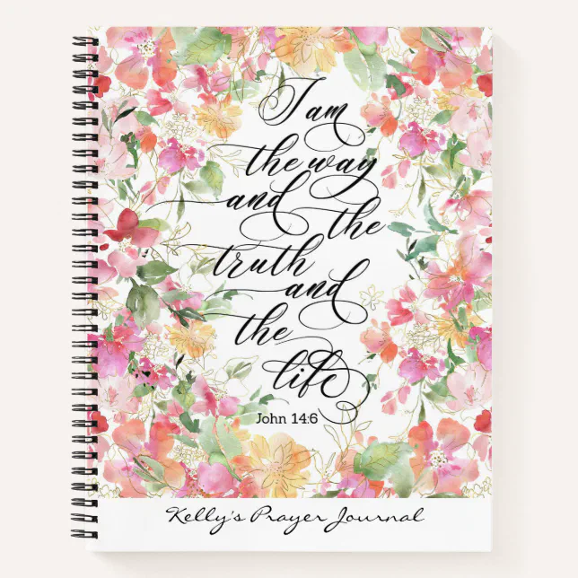 Personalized Bible Verse Floral Prayer Journal | Zazzle