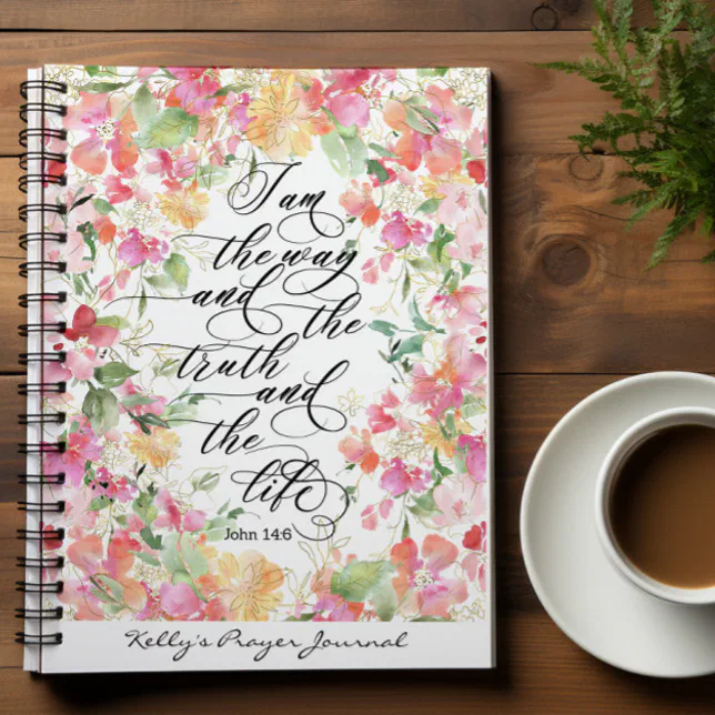 Personalized Bible Verse Floral Prayer Journal | Zazzle