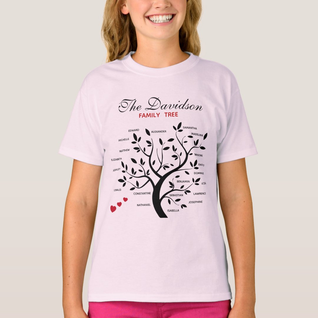 Personalized Big Family Tree (20 names) T-Shirt | Zazzle