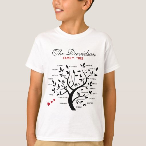 Personalized Big Family Tree (20 names) T-Shirt | Zazzle
