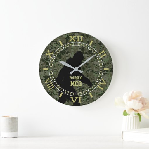 Personalized Bigfoot Sasquatch Camo Style Large Clock | Zazzle