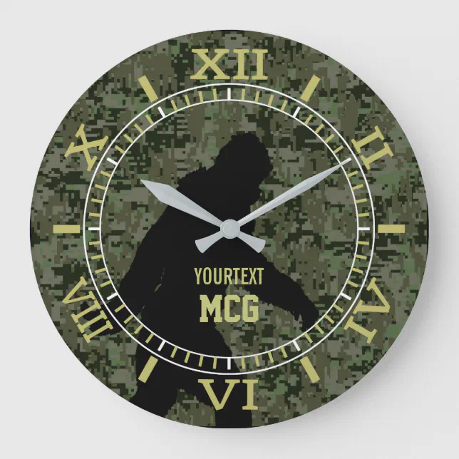 Personalized Bigfoot Sasquatch Camo Style Large Clock | Zazzle