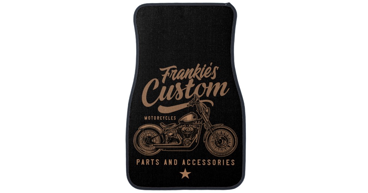Personalized Biker Custom Bobber Motorcycle Garage Car Floor Mat | Zazzle