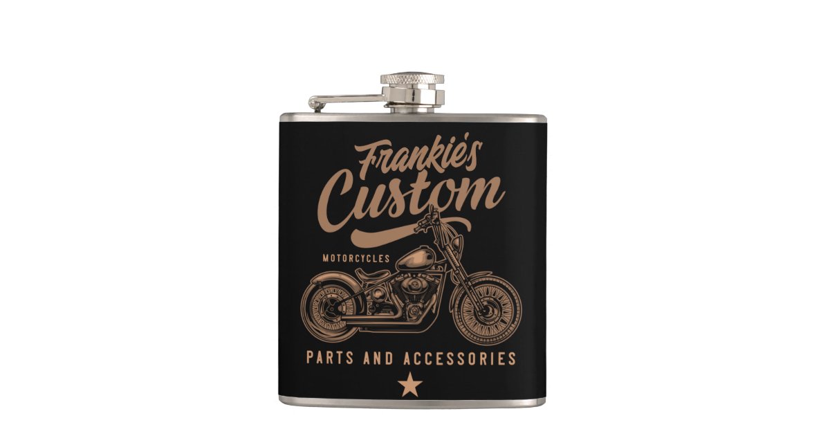Personalized Biker Custom Bobber Motorcycle Garage Flask | Zazzle