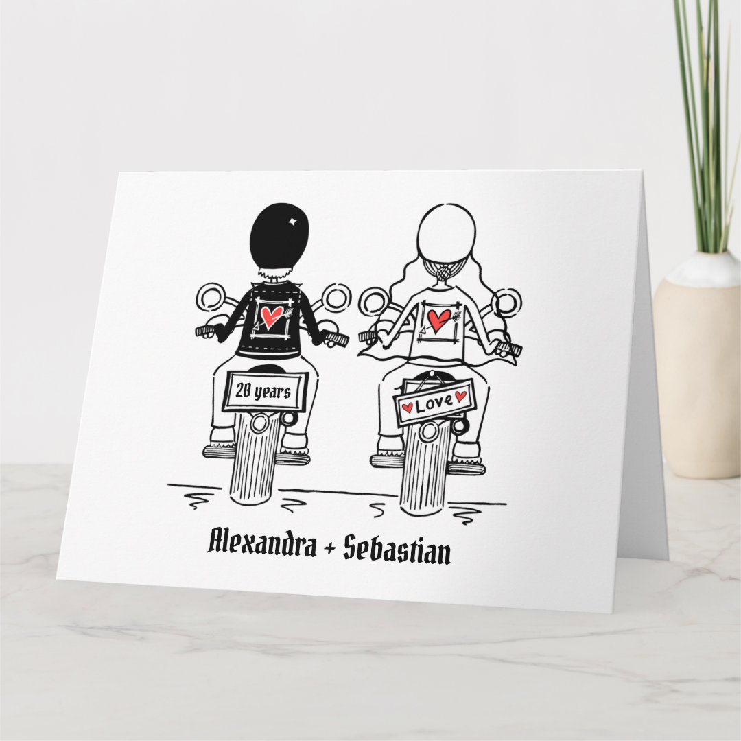 Personalized Biker Motorcycle Wedding Anniversary Card | Zazzle