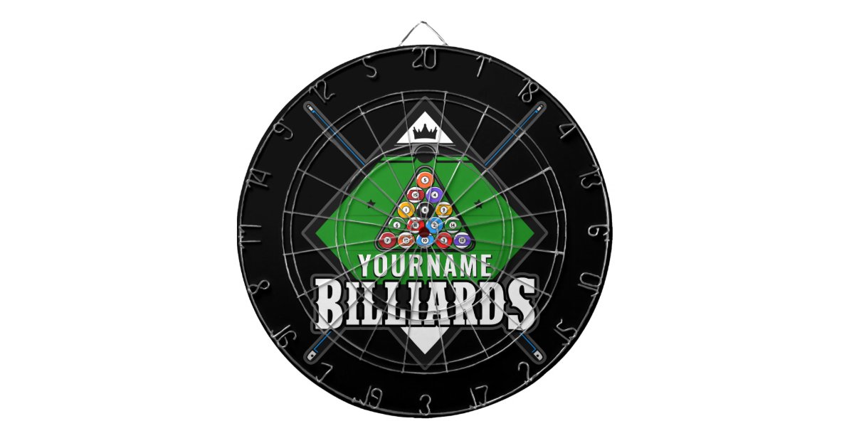 Personalized Billiards NAME Cue Rack Pool Room Dart Board | Zazzle