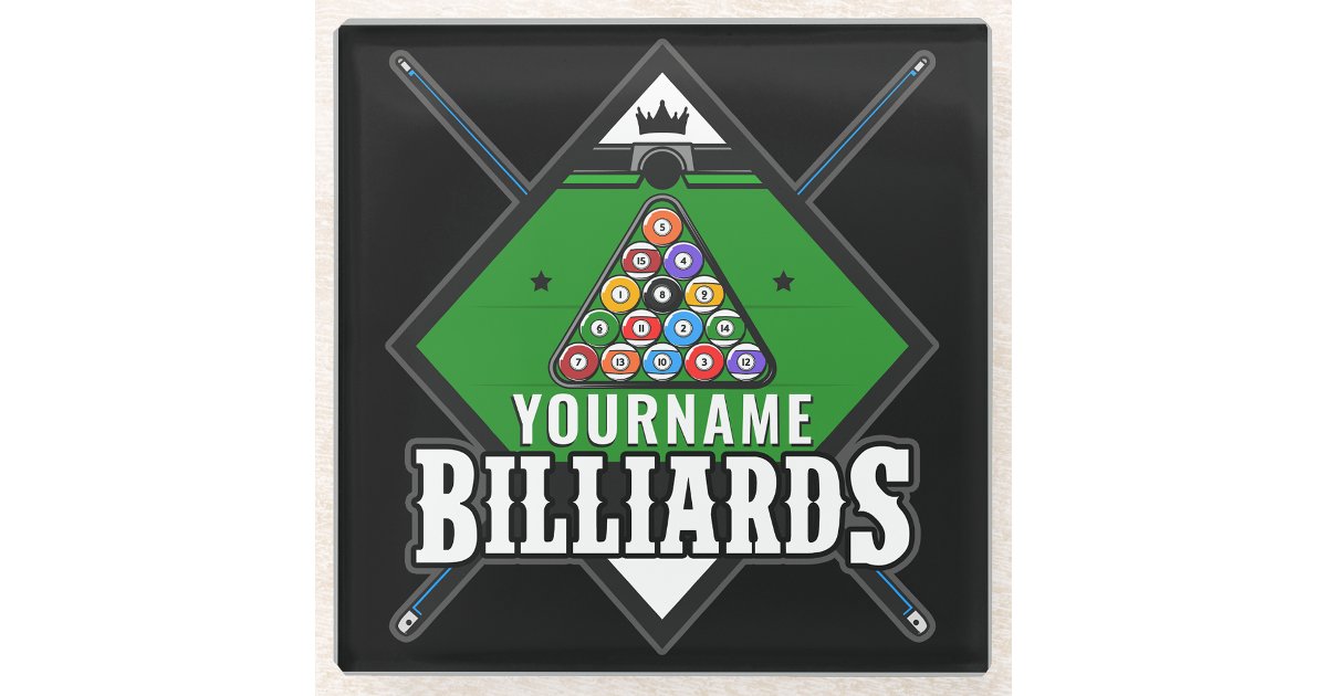 Personalized Billiards NAME Cue Rack Pool Room Glass Coaster | Zazzle