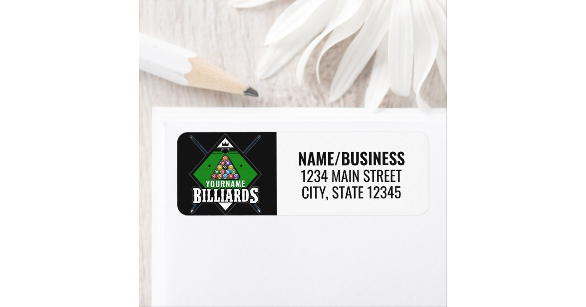 Personalized Billiards NAME Cue Rack Pool Room Label | Zazzle