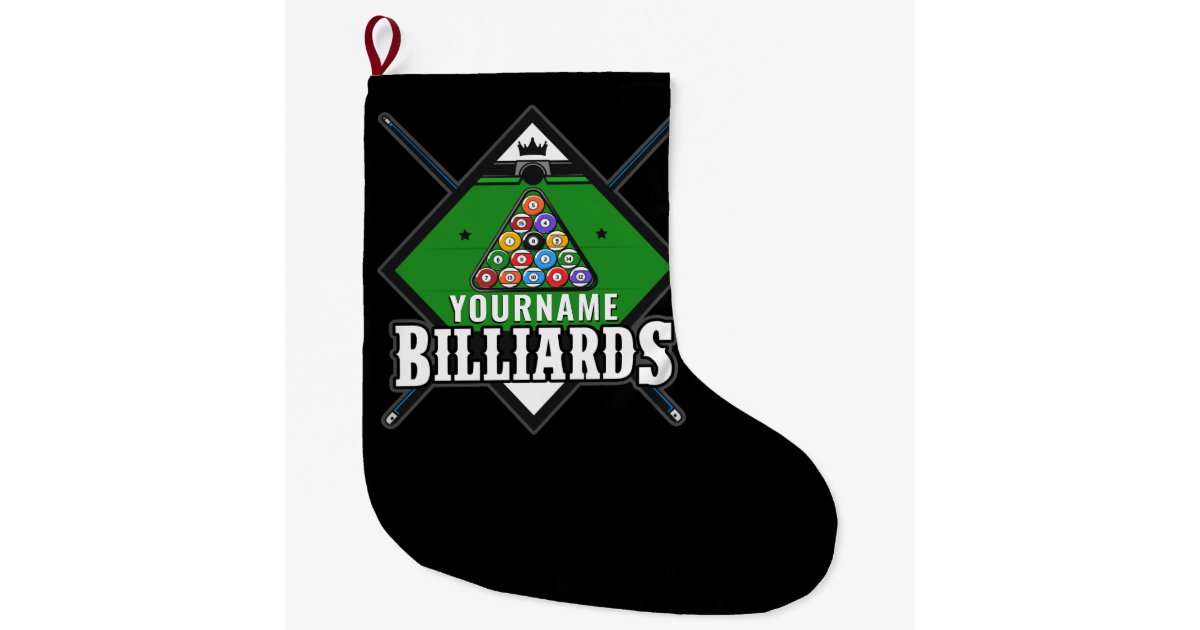 Personalized Billiards NAME Cue Rack Pool Room Large Christmas Stocking ...