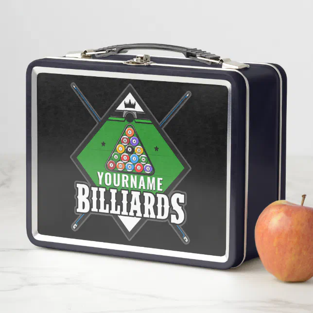 Personalized Billiards NAME Cue Rack Pool Room Metal Lunch Box | Zazzle