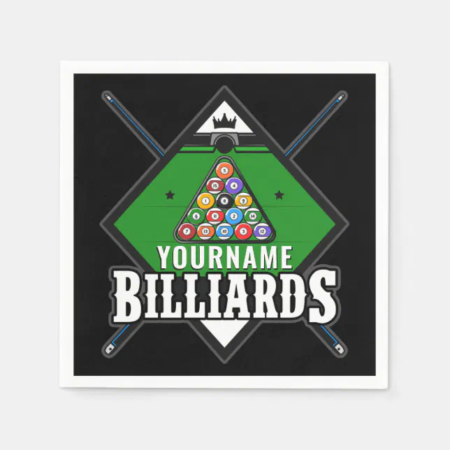 Personalized Billiards NAME Cue Rack Pool Room Napkins | Zazzle