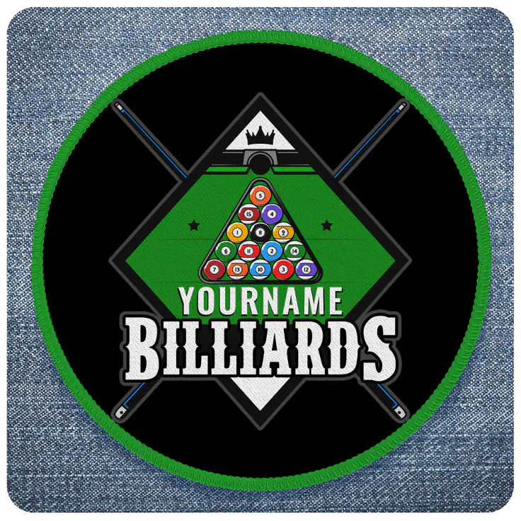 Personalized Billiards NAME Cue Rack Pool Room Patch | Zazzle