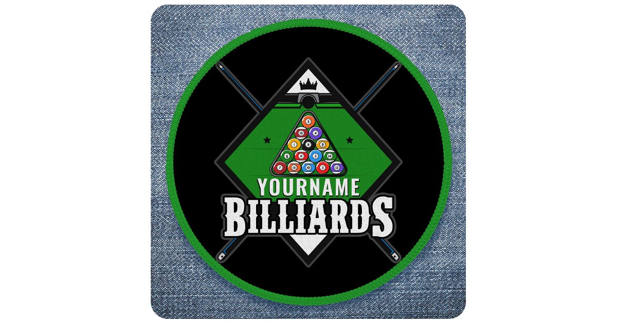 Personalized Billiards NAME Cue Rack Pool Room Patch | Zazzle