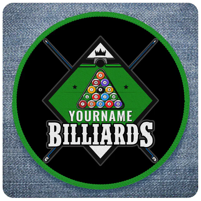 Personalized Billiards NAME Cue Rack Pool Room Patch | Zazzle