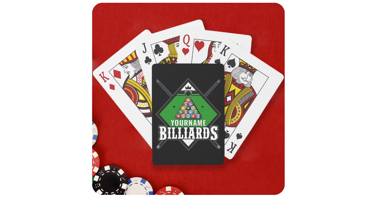 Personalized Billiards NAME Cue Rack Pool Room Poker Cards | Zazzle
