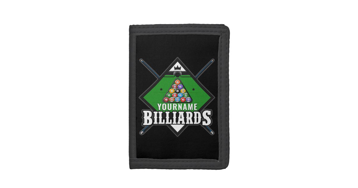 Personalized Billiards NAME Cue Rack Pool Room Trifold Wallet | Zazzle