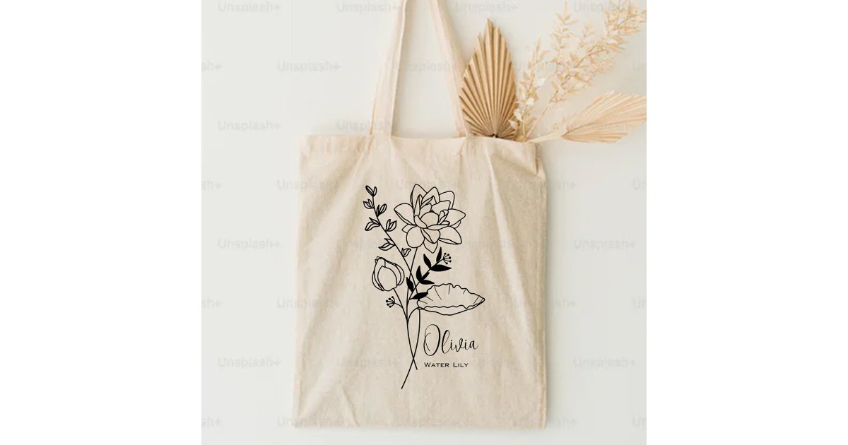 Personalized Birth Month Flower July Boho Tote Bag | Zazzle