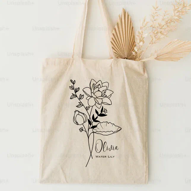 Personalized Birth Month Flower July Boho Tote Bag | Zazzle