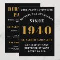 Personalized Birthday 1940 Black Gold White Invitation | Zazzle
