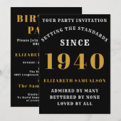 Personalized Birthday 1940 Black Gold White Invitation | Zazzle