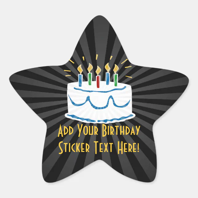Personalized Birthday Cake Star Favor Sticker | Zazzle