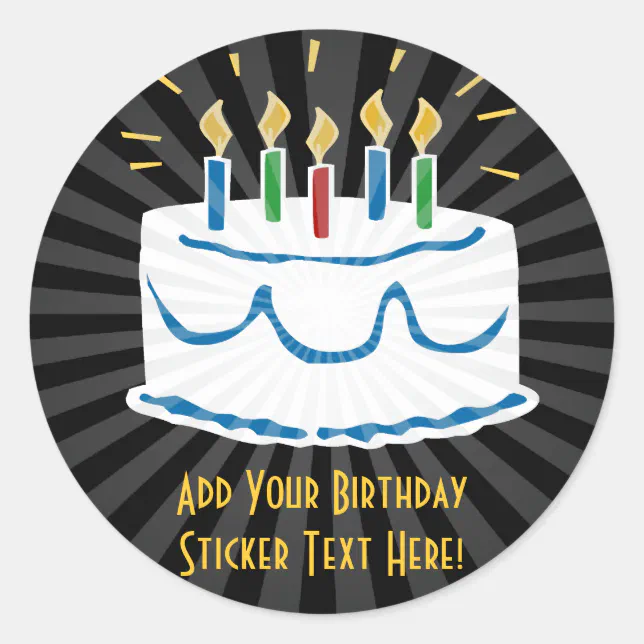 Personalized Birthday Cake Sticker or Favor Label | Zazzle