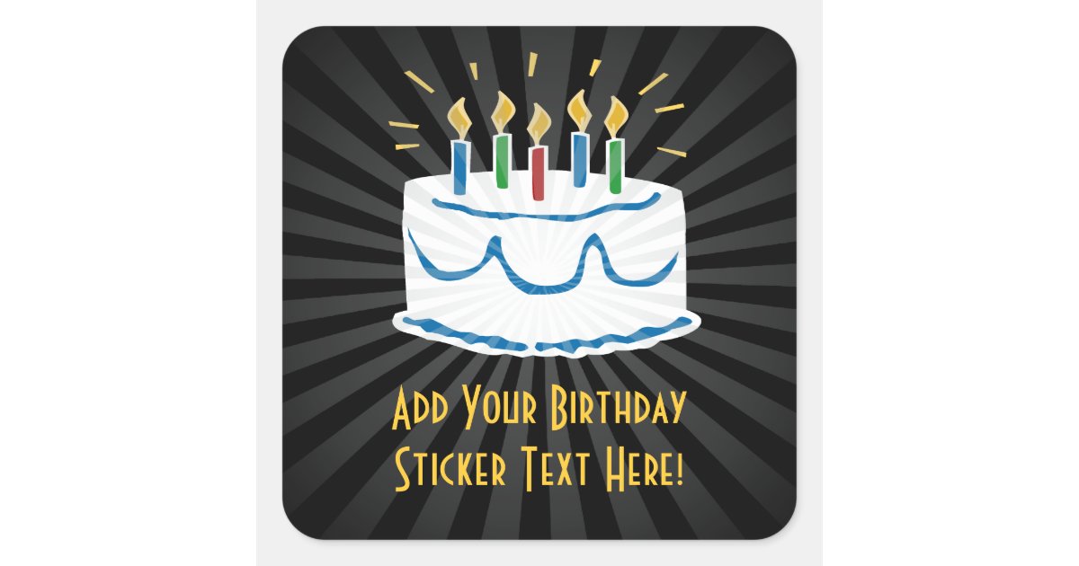 Personalized Birthday Cake Sticker or Favor Label | Zazzle