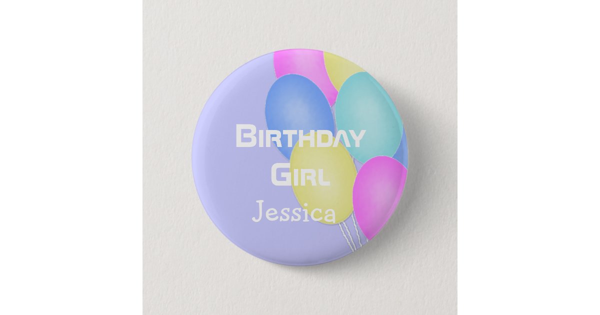 Personalized Birthday Girl Button | Zazzle