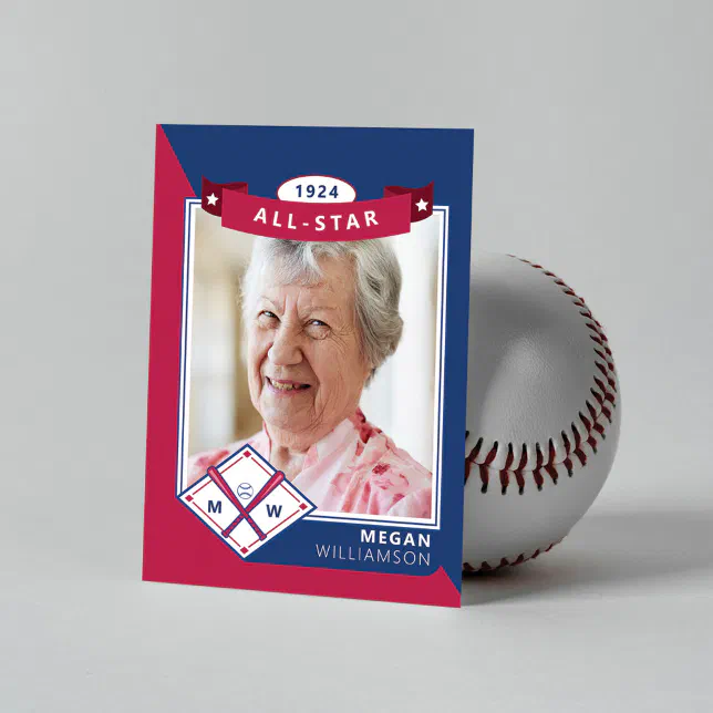 Personalized Birthday Photo & Stats Baseball Card | Zazzle