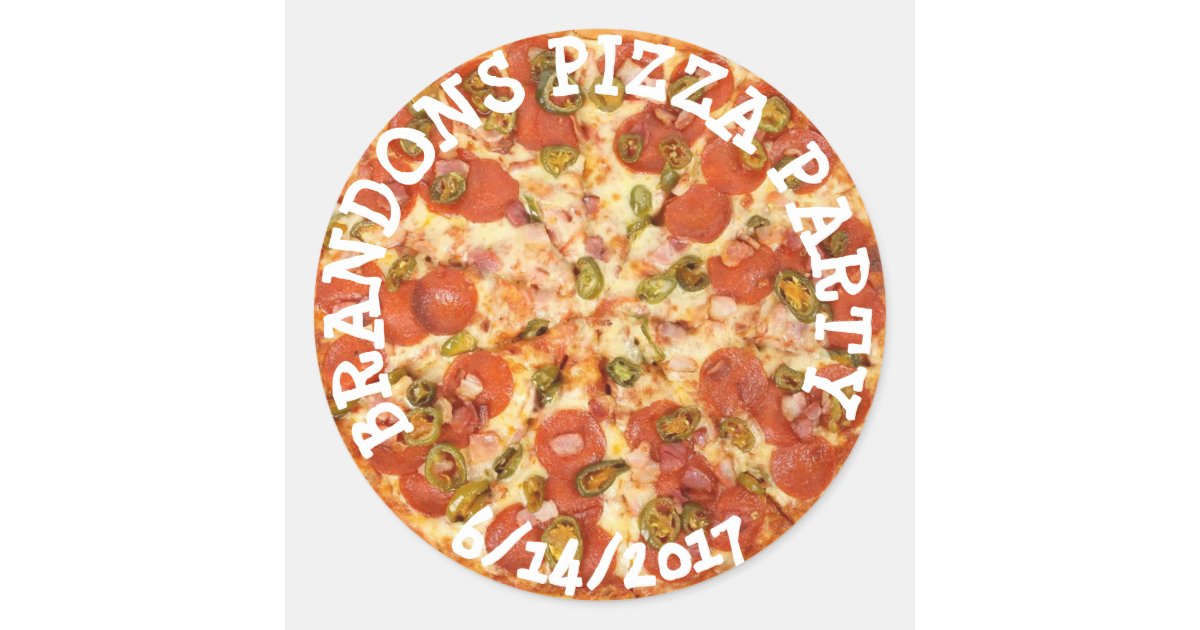 Personalized Birthday Pizza Party Stickers | Zazzle