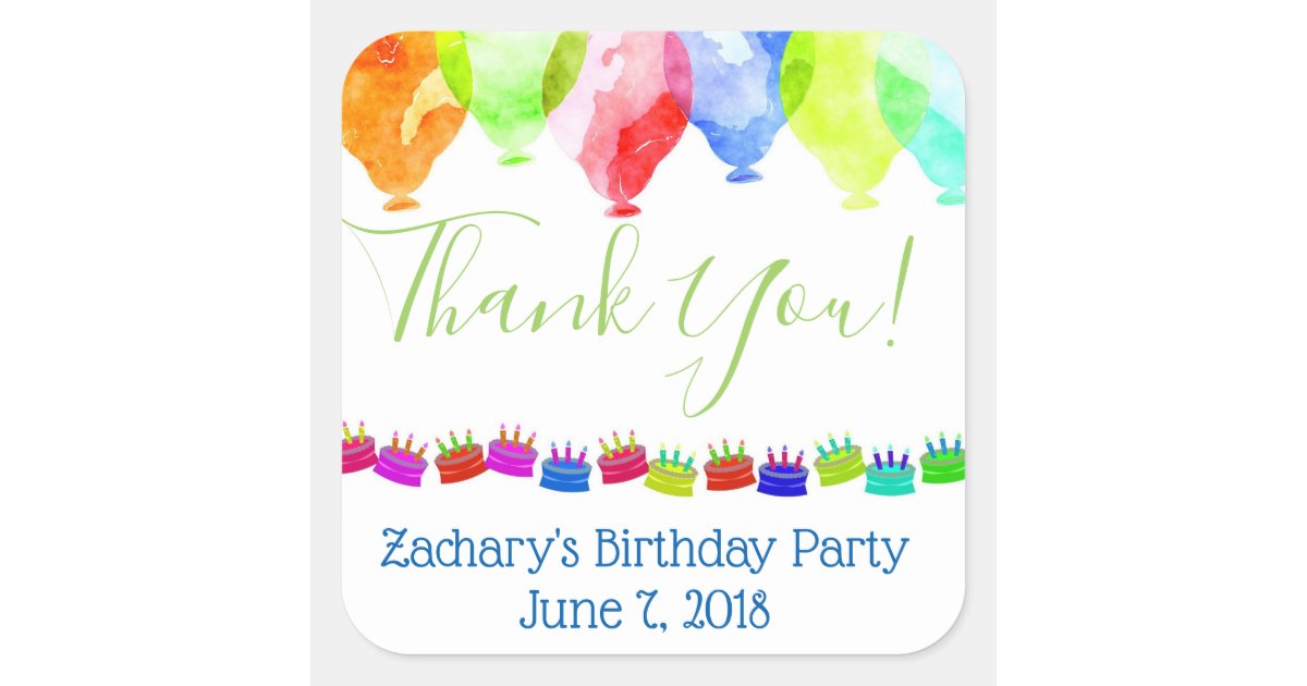 Personalized Birthday thank you stickers | Zazzle