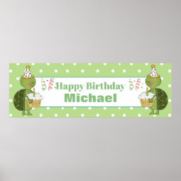 Personalized Birthday Turtle Banner Poster | Zazzle