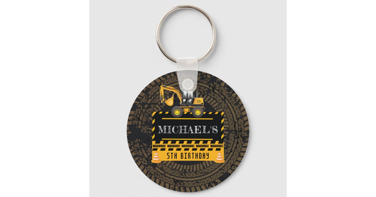 Personalized Birthday Under Construction Keychain | Zazzle