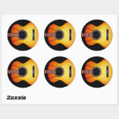 Personalized Black Acoustic Guitar Classic Round Sticker | Zazzle