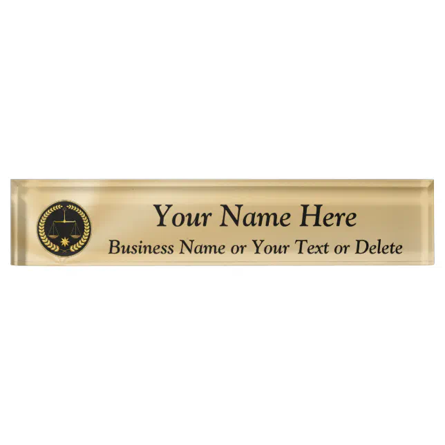 Personalized Black and Gold Attorney Name Plate | Zazzle