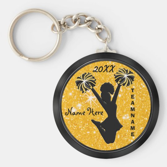 Personalized Black and Gold Cheer Keychains Cheap | Zazzle.com