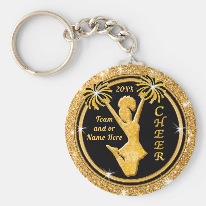 Personalized Black and Gold Cheerleading Keychains | Zazzle.com