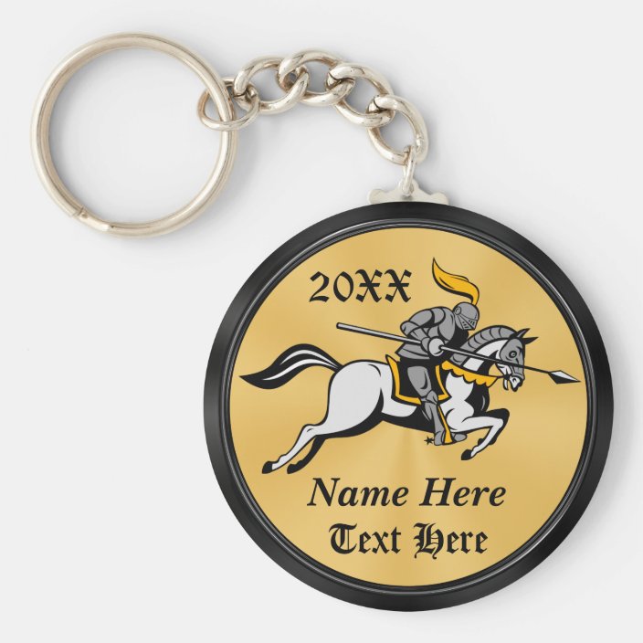 Personalized Black and Gold Knight Gifts Keychains | Zazzle.com