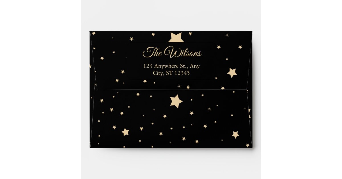Personalized Black and Gold Starry Night Christmas Envelope | Zazzle