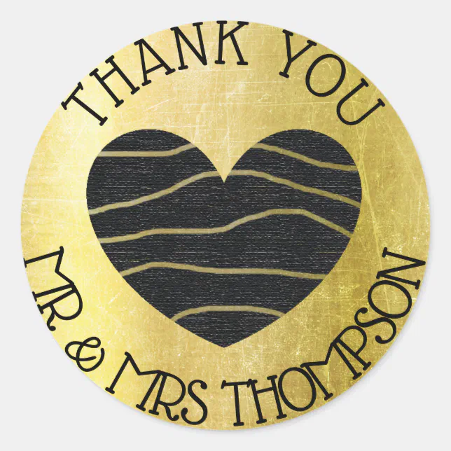 Personalized Black and Gold Wedding Stickers | Zazzle