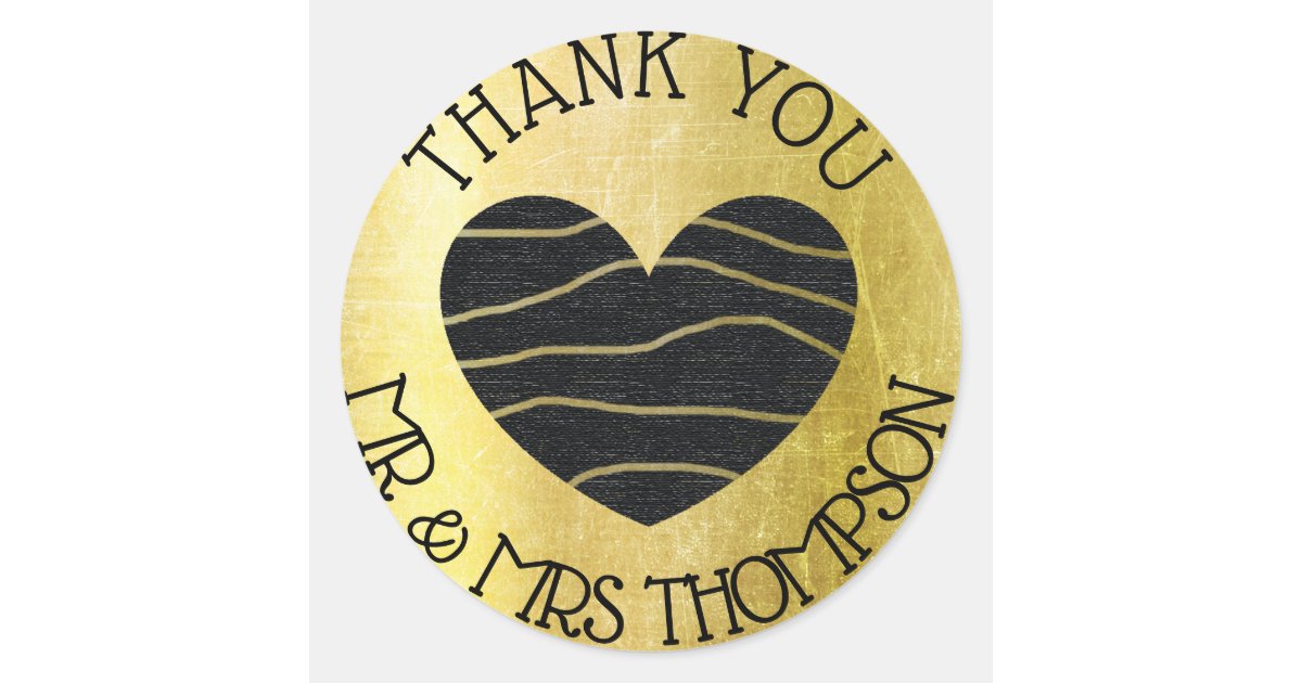 Personalized Black and Gold Wedding Stickers | Zazzle