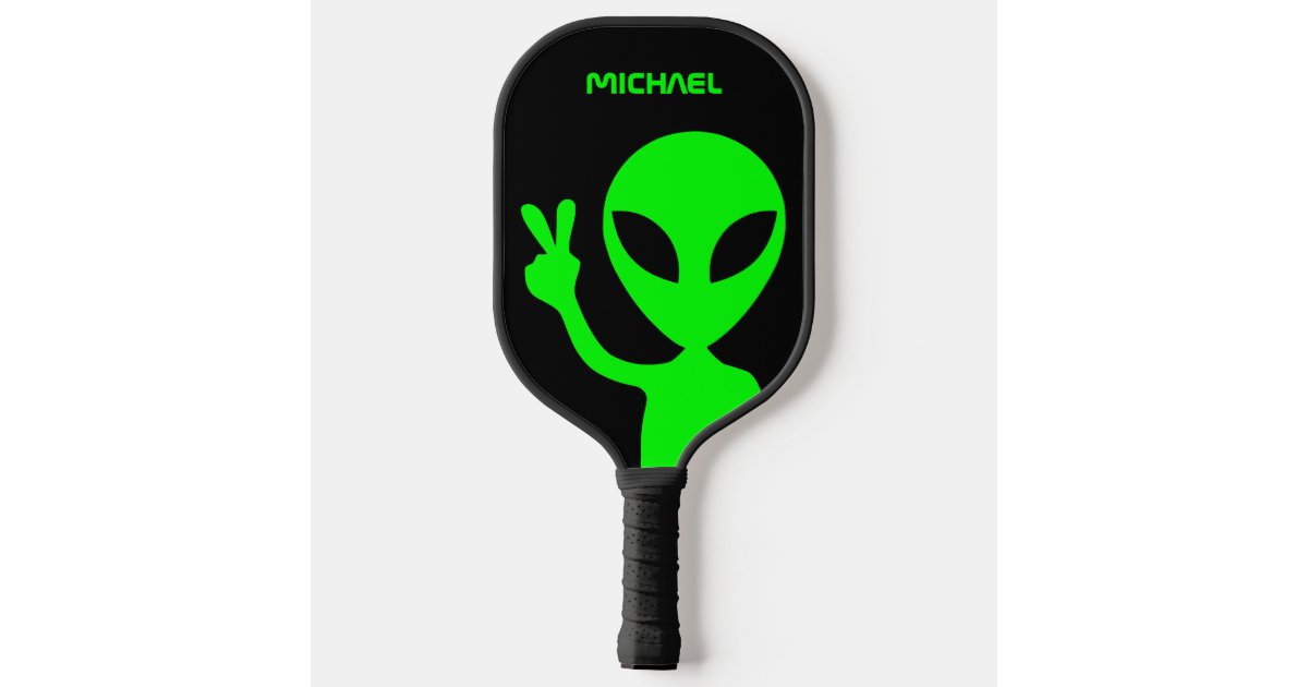 Personalized Black and Lime Green Alien Pickleball Paddle | Zazzle