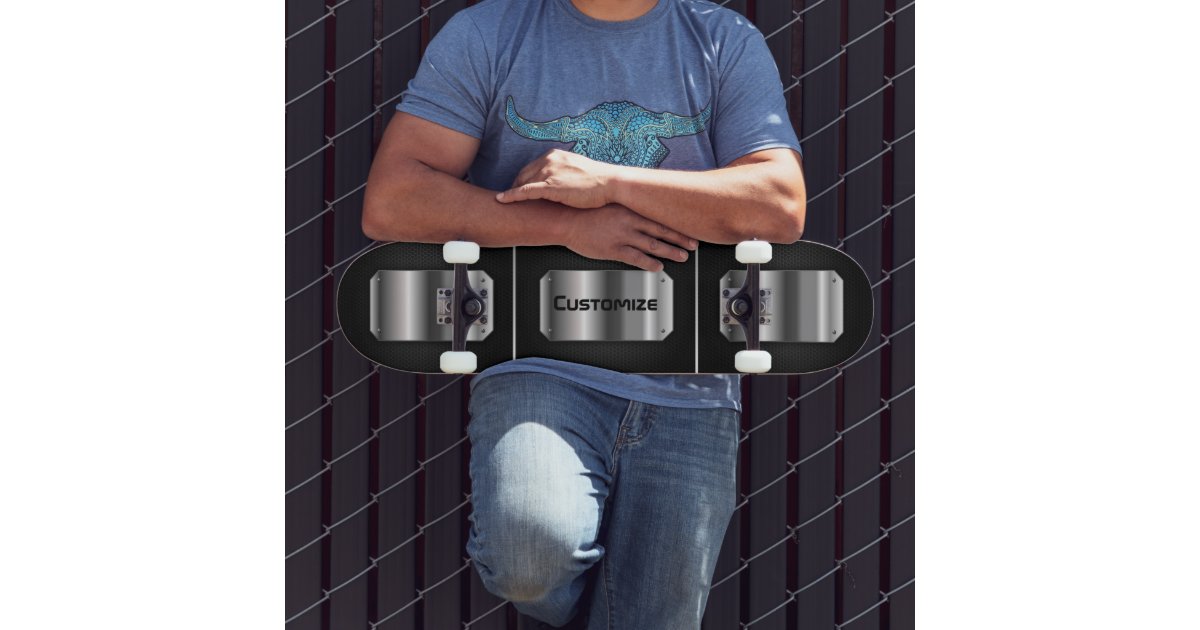 Personalized Black And Steel Skateboard | Zazzle
