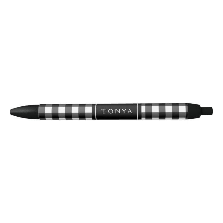 Personalized Black and White Buffalo Check Pen | Zazzle