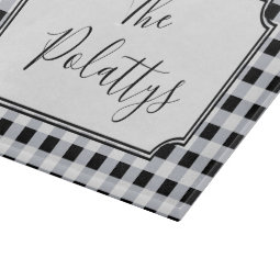 Personalized Black and White Buffalo Check Plaid Cutting Board | Zazzle