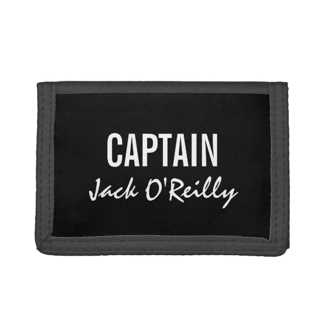 Personalized Black and White Captain Trifold Wallet | Zazzle