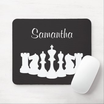 Personalized Black and White Chess Mousepad | Zazzle